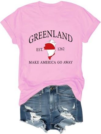Generic Greenland T-shirt Make America Go Away pour homme et femme, rose, 3XL