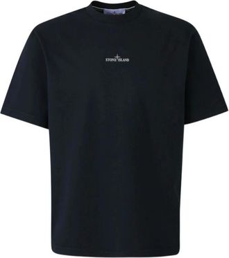 Stone Island Homme, Tops, Bleu, Taille: 2XL 2100037 Combed Cotton Jersey