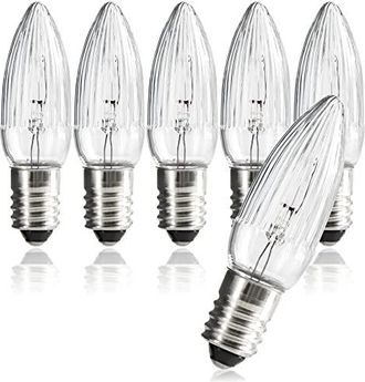 Com-Four 6x bougies ondul&eacute;es pour arcs Schwipp avec 11 lampes - ampoules de rechange pour guirlandes lumineuses ou pyramides - 23V / 3W, avec pas de vis E10 (0