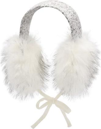 ZLYC Cache-oreilles dhiver pliables en fausse fourrure pour femmes et filles, blanc uni