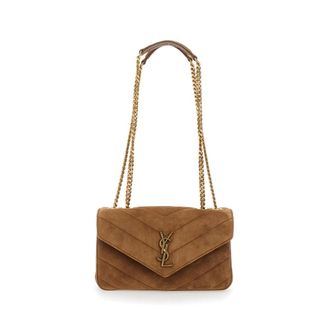 Saint Laurent Loulou Small In Matelass&eacute; Suede Bag