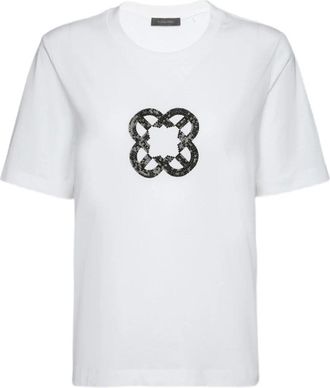 Elena Miro Femme, Tops, Blanc, Taille: 36 FR T-shirt coupe d&eacute;contract&eacute;e avec broderie Monogramme