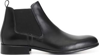 Caf&egrave;noir Bottines En Cuir Pour Hommes Avec &Eacute;lastiques, Pour Homme, Couleur Noir, Taille 43