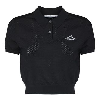 Alexander Wang Femme, Tops, Noir, Taille: 38 FR Polo Noir avec Impression Logo