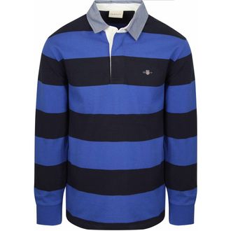 GANT Polo Heavy Rugger Shield Rayures Marine Royal Blue
