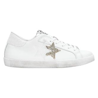 2Star Wei&szlig;e Leder Glitter Sneakers - - Shoes - Damen - Wei&szlig; - 39 EU