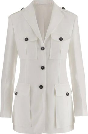 Tagliatore Femme, Vestes, Blanc, Taille: 42 FR Veste en Lin Crois&eacute;e