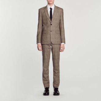 Sandro Veste de costume &agrave; carreaux en laine