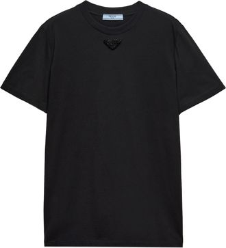 Prada T-shirt en jersey triangle brod&eacute; Prada