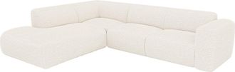 Vente-Unique Gro&szlig;es Ecksofa mit Recamiere mit R&uuml;ckenlehne - Ecke Links - Boucl&eacute;-Stoff - Wei&szlig; - POGNI von Maison C&eacute;phy