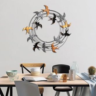 Hanah Home Hand-Painted Decorative Metal Wall Accessory, 87 x 87 x 5 cm | 100% Metal (1.5 mm) | Unique Art Piece for Home Decor, Wall Hanging Design