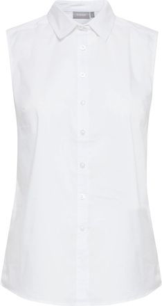 Fransa Zashirt 4 Shirt Damen Bluse Hemdbluse &auml;rmellos mit Hemdblusenkragen, Gr&ouml;&szlig;e:S, Farbe:White (60002)