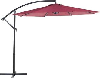 Beliani Beliani - Parasol de Jardin 300 cm Tissu Polyester Rouge Bordeaux Ouverture Manivelle