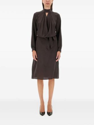 Kiton robe en soie &agrave; coupe mi-longue - Marron