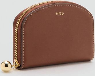 Mango Portefeuille moyen avec mini perles marron moyen - Femme - Taille unique - MANGO