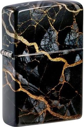 Zippo Sturmfeuerzeug - Marble Design, 540° Tumbled Chrome, Fusion - Nachfüllbar - Wiederverwendbar - Windfestes Design - Geschenkbox - Made in USA