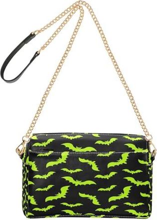 HMZXZ Sacs à bandoulière en cuir avec motif chauve-souris vertes pour femme, petit sac à main à bandoulière pour Halloween