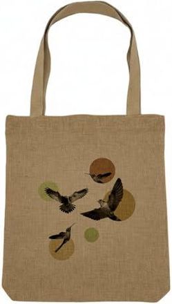 Fabulous Sac Shopping Tote Bag Aspect Lin - Lenvol des Oiseaux Collage Art Surr&eacute;alisme - Sac de Courses Toile Epaisse 360g Beige Naturel Cabas Port&eacute; Epaule Sol