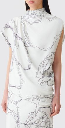 Fabiana Filippi Blouse drap&eacute;e en pure soie &agrave; imprim&eacute; abstrait et col montant