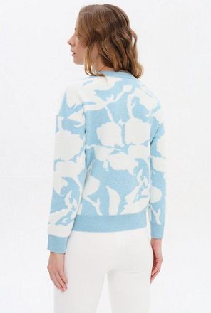 Passioni Strickpullover mit abstraktem Blumenmuster