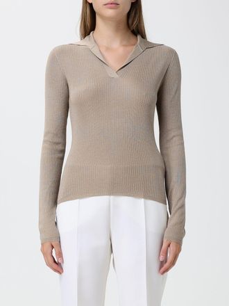Max Mara Polo en maille en soie et cachemire c&ocirc;tel&eacute; avec col en V et coupe slim