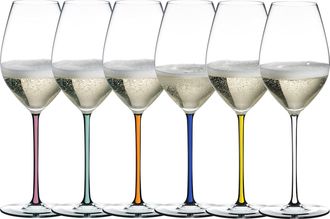 Riedel Fatto A Mano - Champagner Weinglas - Kristallglas - Farbe: klar/bunt - Höhe 25 cm - 6er Set