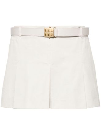 Miu Miu minijupe pliss&eacute;e &agrave; boucle logo - Tons neutres