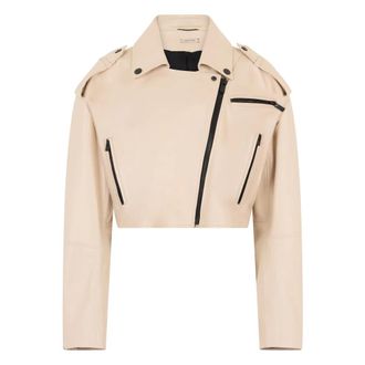 The Mannei Femme, Vestes, Beige, Taille: 30 FR Veste Courte en Cuir