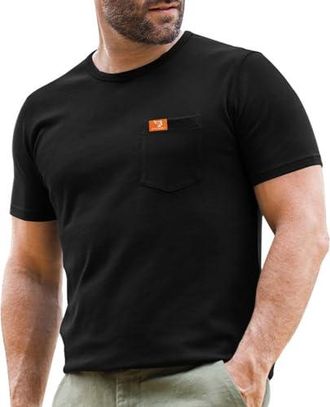 Generic Chemises pour homme adulte décontracté col rond manches courtes athlétique course gym t-shirt respirant pull dentraînement haut avec poche, Noir, 3XL