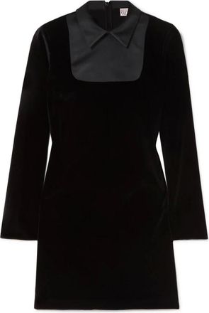 Red Valentino Femme, Robes, Noir, Taille: 34 FR Mini vestido de terciopelo ribete satinado Sr0Vah504Jn
