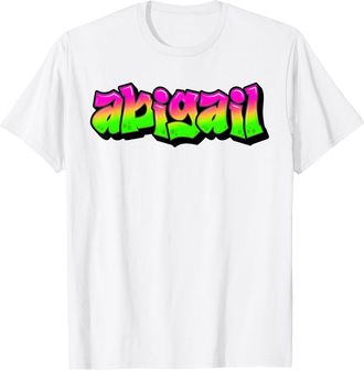 BDAZ Abigail Graffiti Personalisierter Name Gr&uuml;n Rosa Frauen M&auml;dchen T-Shirt