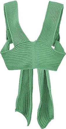 Generic D&eacute;bardeur court sans manches &agrave; nouer et dos nu pour femme, Vert, Taille unique