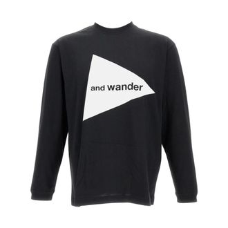 And Wander Homme, Tops, Noir, Taille: M Maglietta a maniche lunghe