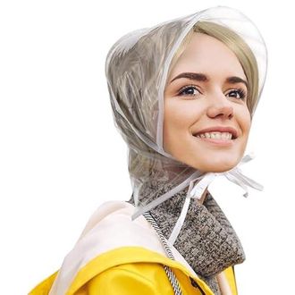 Generic Chapeau de pluie imperm&eacute;able, v&ecirc;tements de pluie transparents r&eacute;utilisables en PE avec bordure, chapeau de pluie transparent en PE pour homme, pour fe