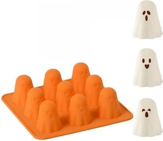 Generic Halloween Silikonformen, 1 St&uuml;ck 9-fach Halloween Schokoladenform 3D S&uuml;&szlig;igkeitenform Fondantform, Geister-Silikonform f&uuml;r Schokolade, Candy, Jelly, DI