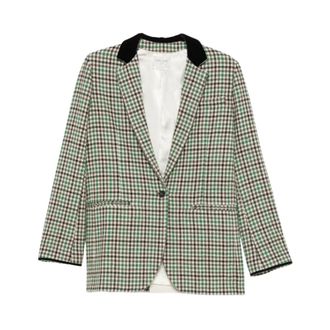 Forte_Forte Samt-Kragen-Blazer im Karomuster - - Jackets - Damen - Mehrfarbig - XS