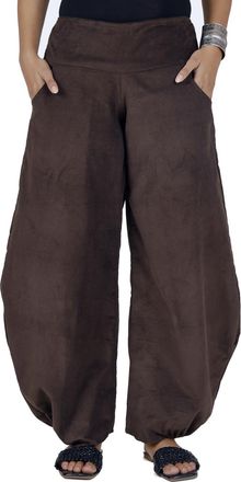 Guru Shop Weite Cord Pluderhose, Feincord Boho Hose - Dunklelbraun, Damen, Baumwolle, Size:S