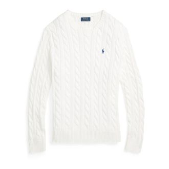Polo Ralph Lauren Feinstrick-Pullover mit Zopfmuster und Rundhalsausschnitt - - Knitwear - Herren - Wei&szlig; - 2XL
