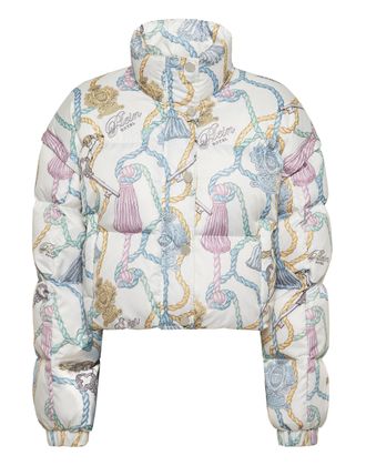 Philipp Plein Nylon Cropped Down Puffer Jacket Tassels