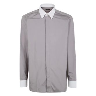 Tom Ford Homme, Chemises, Gris, Taille: 5XL Chemise Popeline Coupe Classique