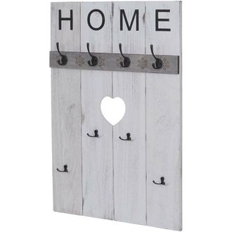 Mendler Mendler - Portemanteau mural HWC-C89, home, 8 crochets, 91x60cm blanc shabby