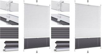 Sekey Plissee Doppelplissee Day+Night Verdunkelung ohne Bohren verspannt Lichtschutz, Klemmfix, 35x100cm, Wei&szlig; und Grau (Packung mit 2)