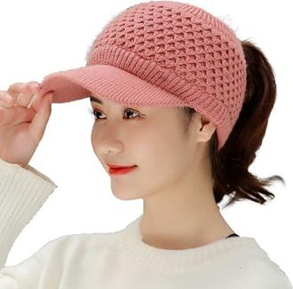 Generic Bonnet dhiver chaud en laine tricot&eacute;e avec visi&egrave;re extensible pour garder au chaud, couleur unie, automne et hiver, casquette de sport pour lext&eacute;rieur