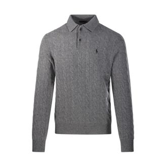 Ralph Lauren Waschbarer Woll-Pullover mit Polokragen - - Tops - Herren - Grau - L