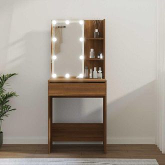 vidaXL Schminktisch mit led Braun Eichen-Optik 60x40x140 cm - Vidaxl