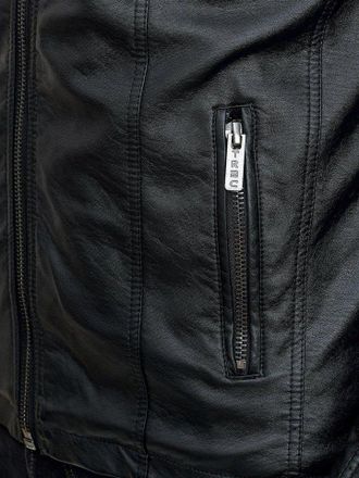 Red Bridge Lederimitatjacke in Lederoptik mit Kapuzen-Einsatz und Stepp-Details Robust, strapazierf&auml;hig, langlebig