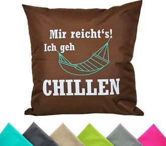 JACK 1x 50x50cm Outdoor Kissenhülle Motiv Bezug Wasserabweisend Sitzkissen Garten Stuhl Lotus Effekt lustig, Farbe:Chillen