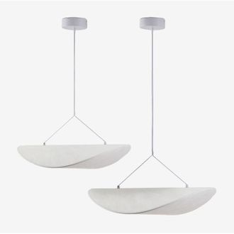 Sklum 2er-Set LED-Deckenleuchten aus Zelvon-Stoff Weiss &x2194&xFE0E 60 cm - &x2194&xFE0E 80 cm
