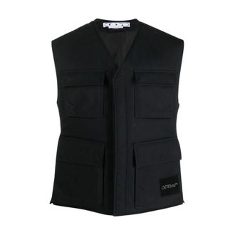 Off-white Wave Tag Gepolsterte Weste Schwarz - - Jackets - Herren - Schwarzk - M
