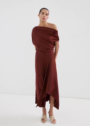 Mango Asymmetrisches A-Linien-Kleid bordeaux - Damen - XXS - MANGO